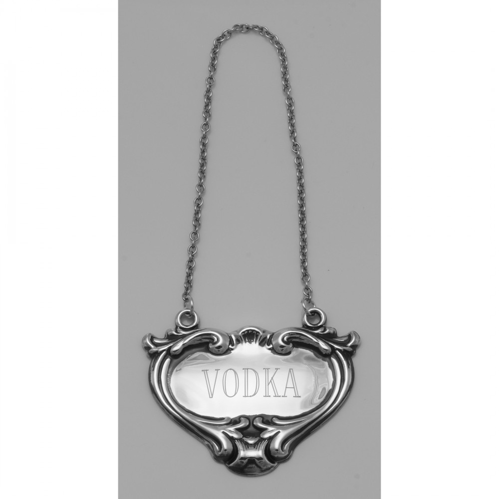 Vodka Liquor Decanter Label / Tag - Sterling Silver - LL-701